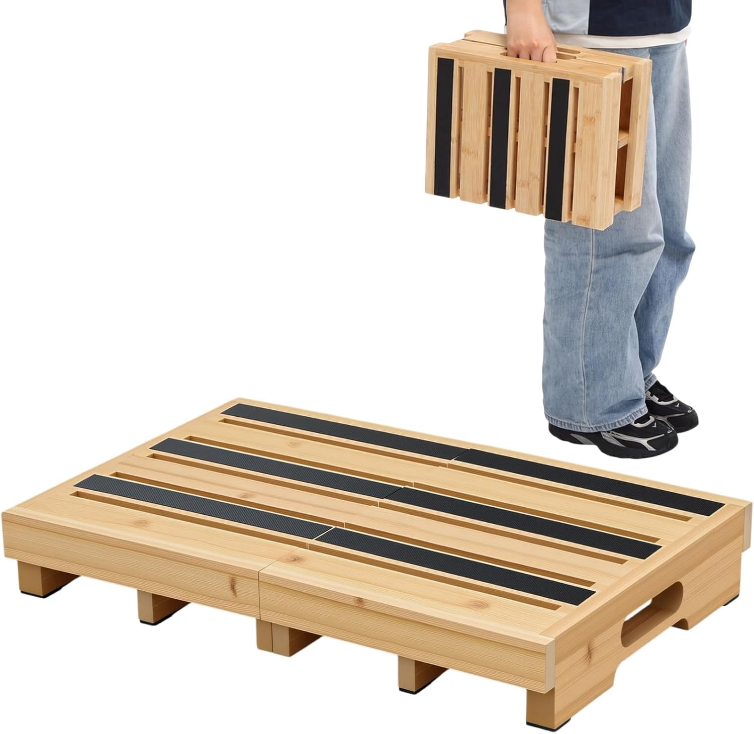 Wooden Step Stool 3 Inch One-Step Non-Slip Outdoor Platform Heavy Duty ...