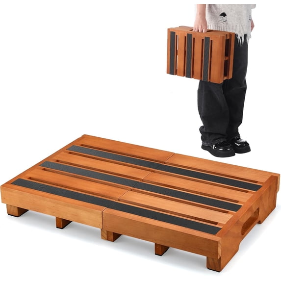 Wooden Step Stool 3 Inch One-Step Non-Slip Outdoor Platform Heavy Duty ...