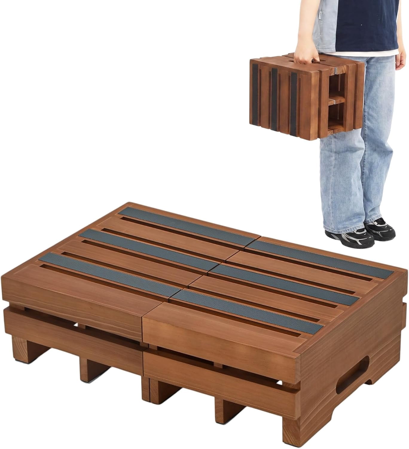 Wooden Step Stool 6 Inch One-Step Non-Slip Outdoor Platform Heavy Duty ...