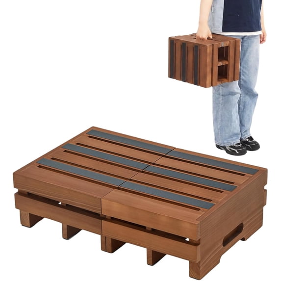 Wooden Step Stool 6 Inch One-Step Non-Slip Outdoor Platform Heavy Duty ...