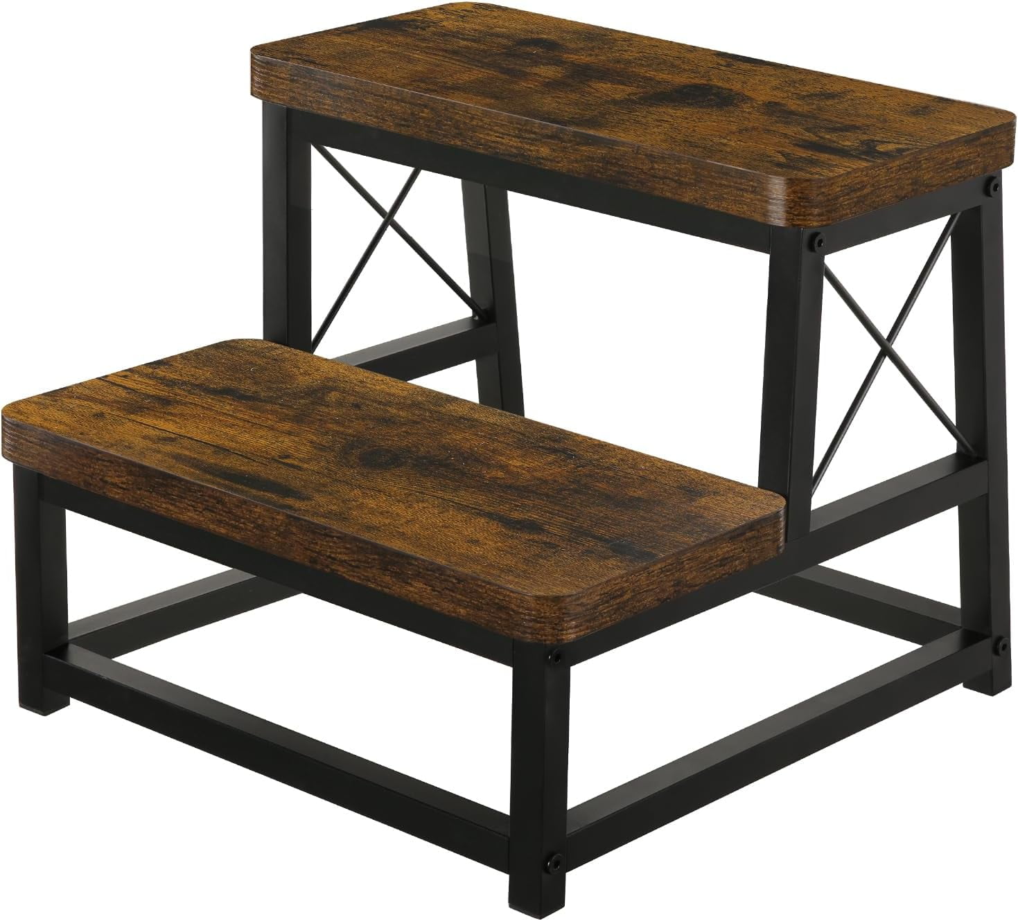 Wooden Step Stool for Adults, 2 Tier Heavy Duty Step Stool for High Bed ...