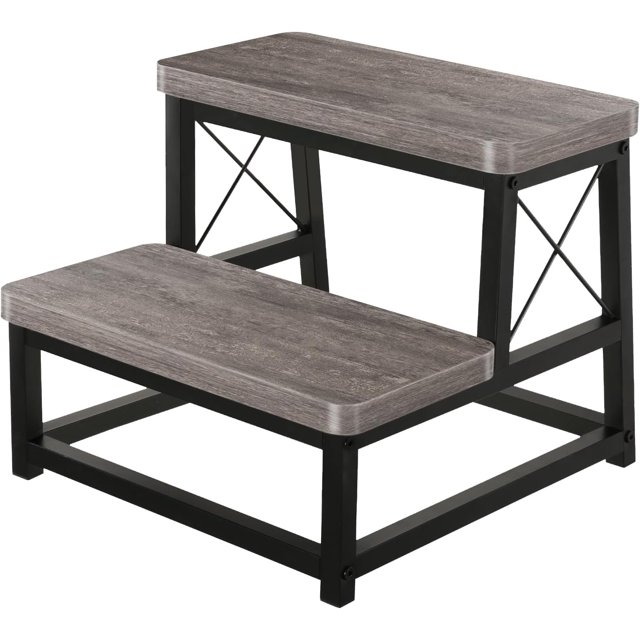 Wooden Step Stool for Adults, 2 Tier Heavy Duty Step Stool for High Bed ...