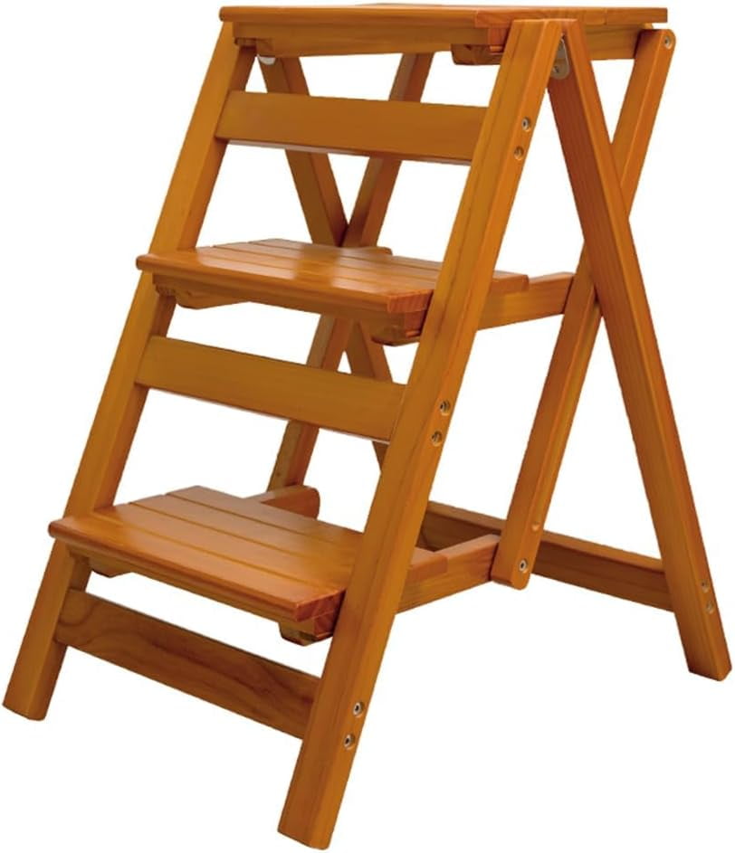 Wooden Step Stool for Adults/Folding stools Wood Step Ladder/Lightweight Step Stool/Folding Step ...