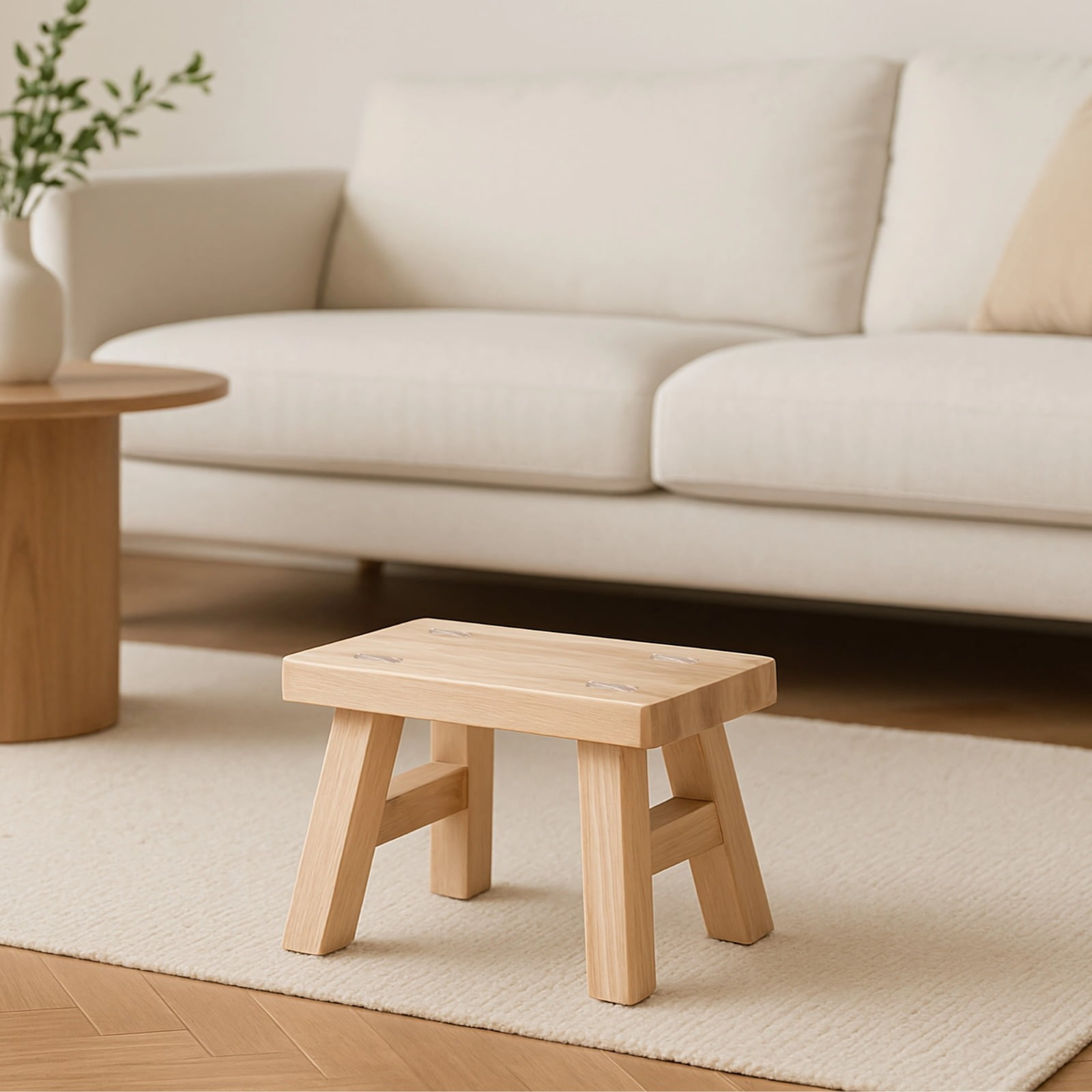 Wooden Step Stool, Small Wooden Stool for Adults, Rectangle Stool ...