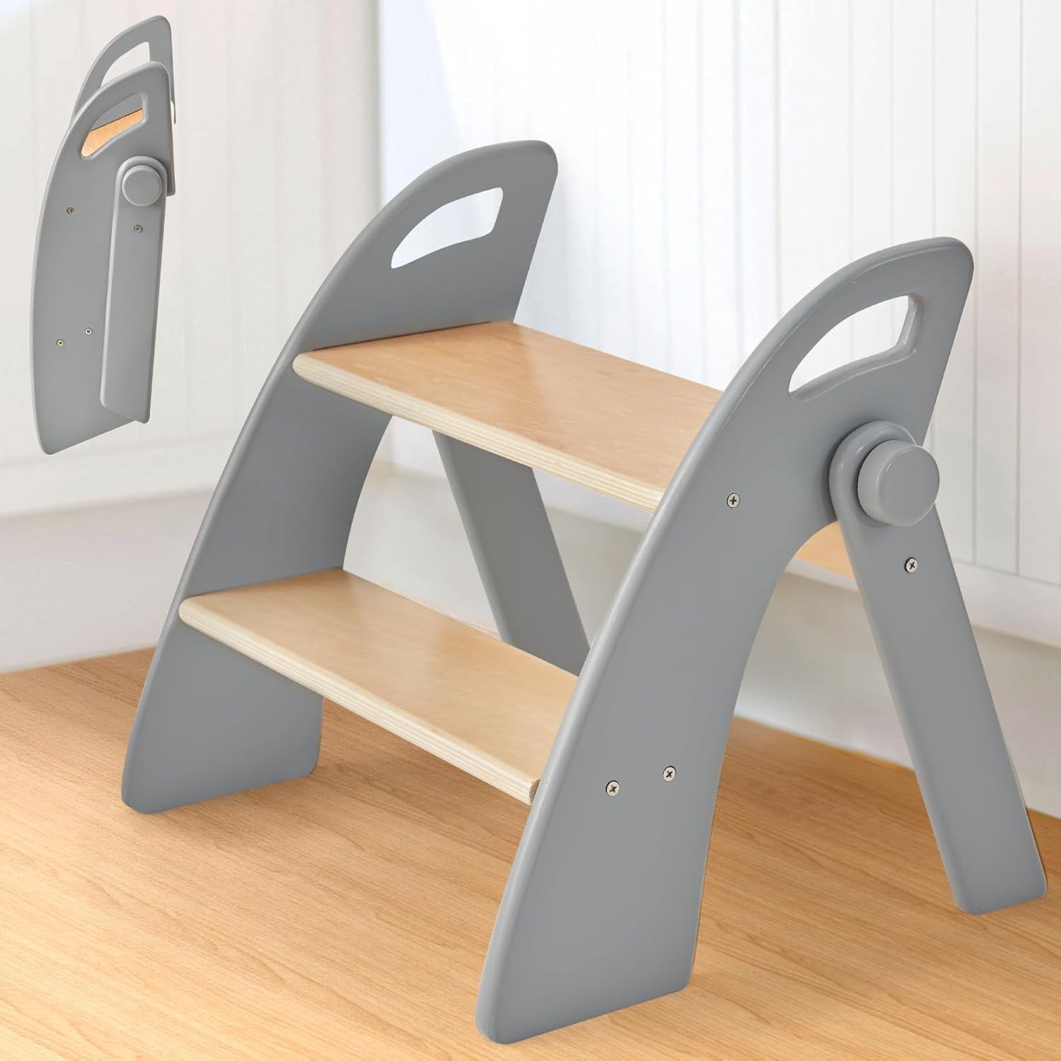 Wooden Step Stool, Two Step Stools, 300 lb. Load Capacity, with Safety ...