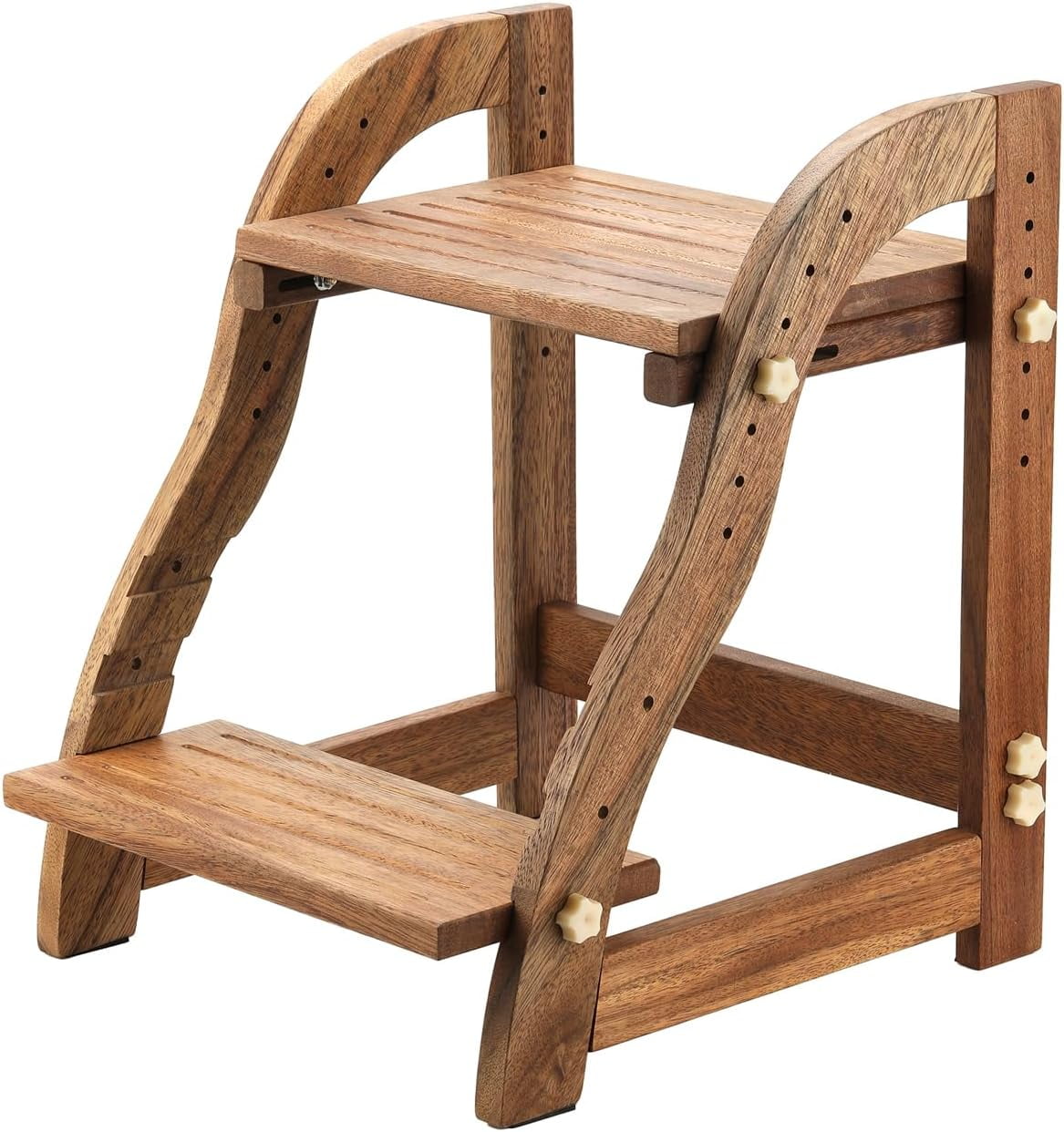 Wooden Step Stool for Adults and Kids, Multi-Height Toddlers Wood Step ...