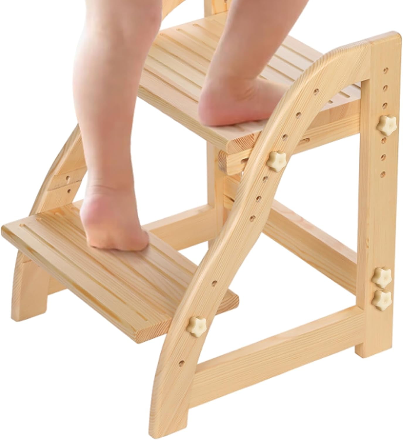 Wooden Step Stools for Kids, Toddler Adjustable 2 Step Stool for ...