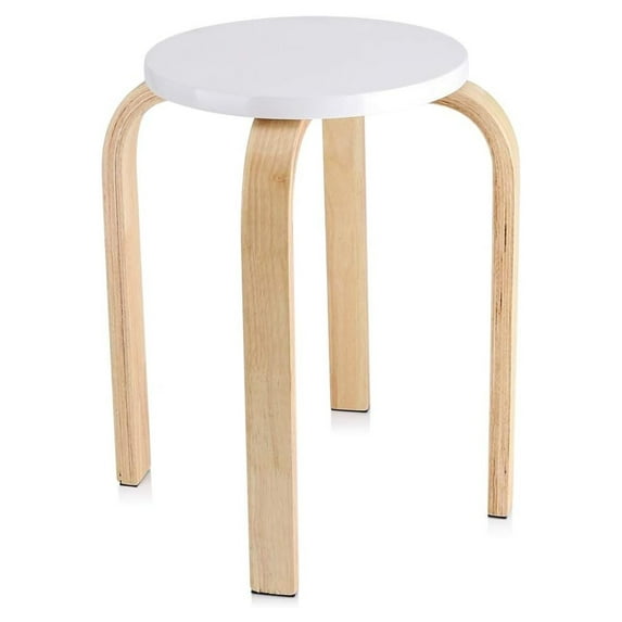 Wooden Stool, 18 Inch Small Round Bentwood Stool Modern Wooden ...