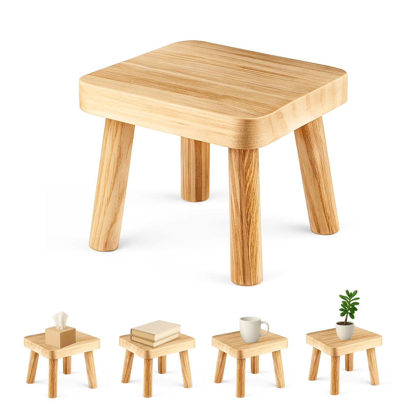 Wooden Stool, Small Step Stool,Solid Square Sitting Stools,Multi ...
