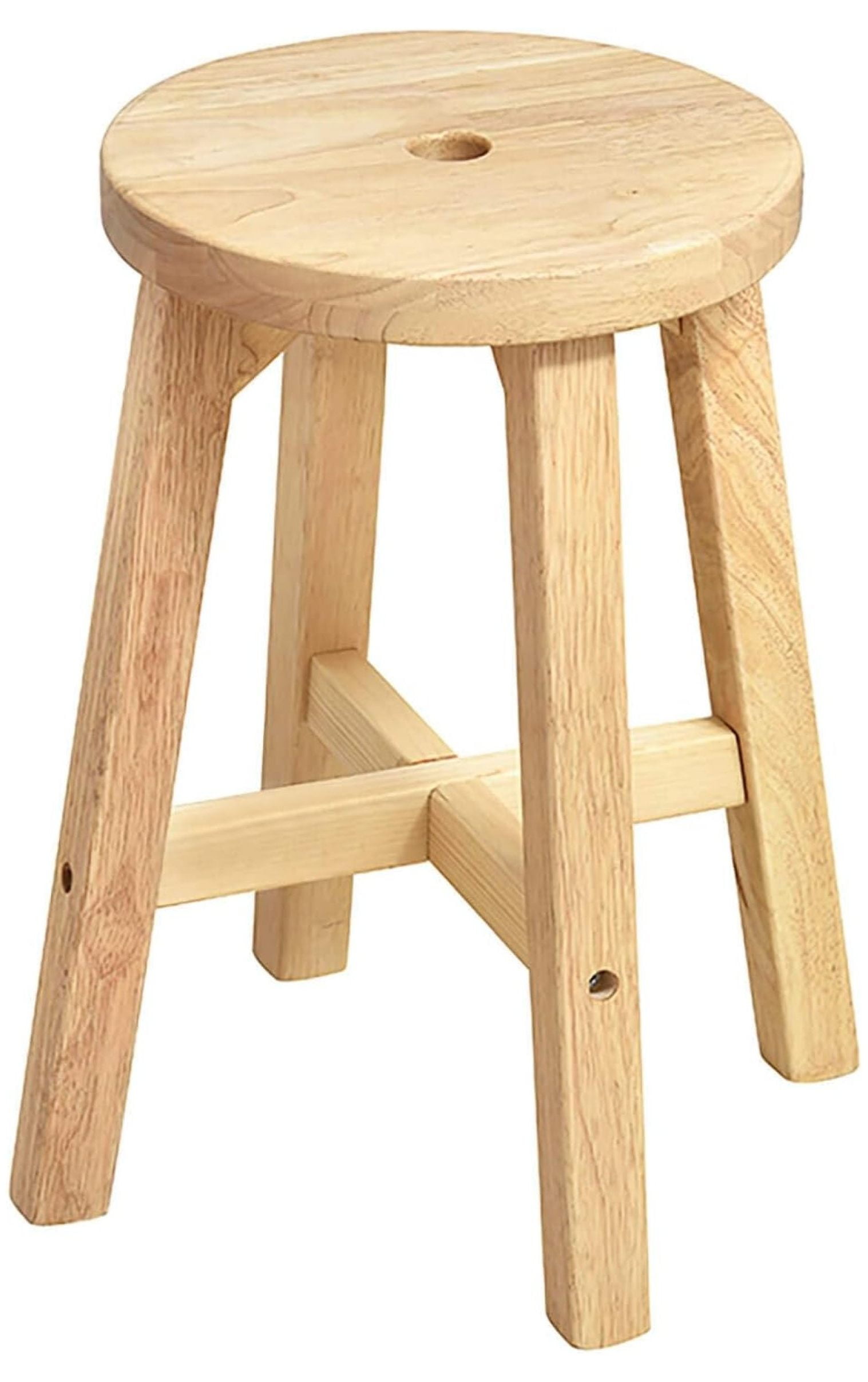 Wooden Stool, Solid Wood Round Stools 18"H - Natural Finish, No Sharp ...