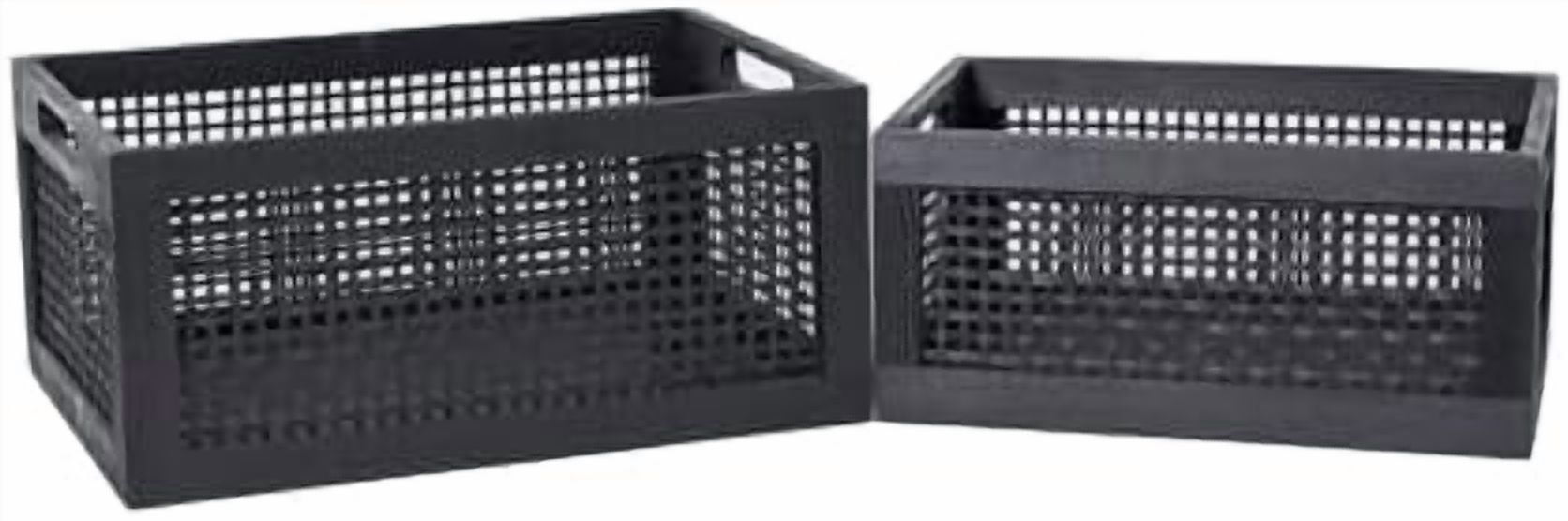 Wooden Storage Baskets,Black Woven Bamboo Basket Nesting Boxes with ...