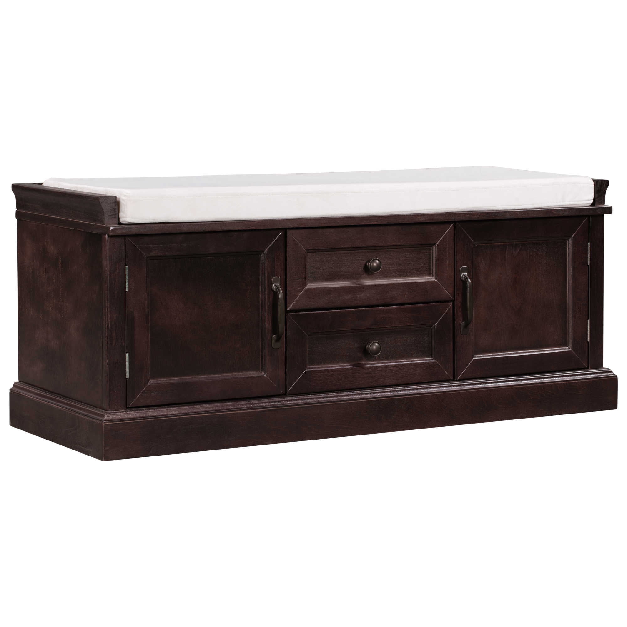 Wooden Storage Bench, Entryway Storage Bench with 2 Cabinets and 2 ...