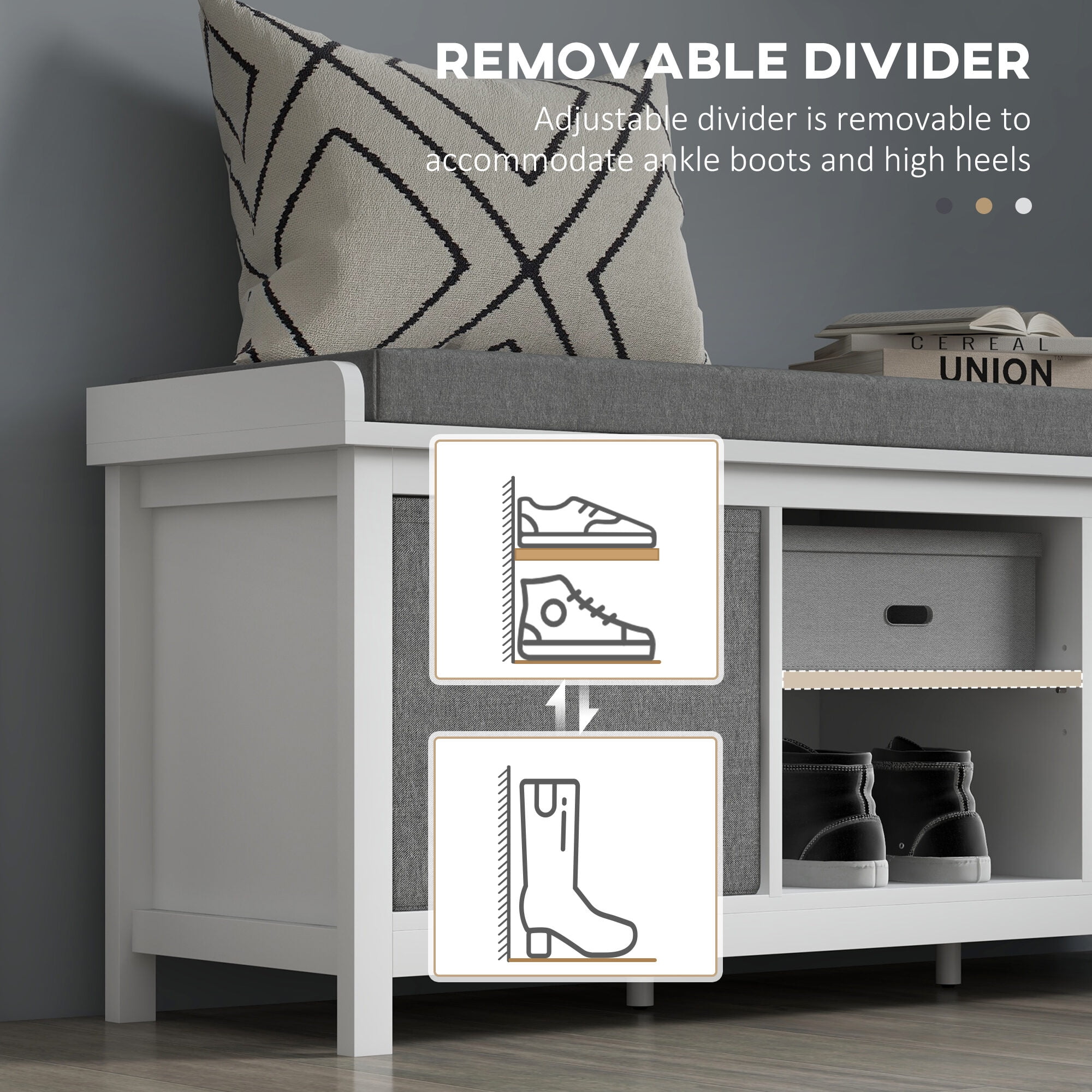 Wooden Storage Benches HOMCOM Shoe Bench with Cushion, Storage Bench ...