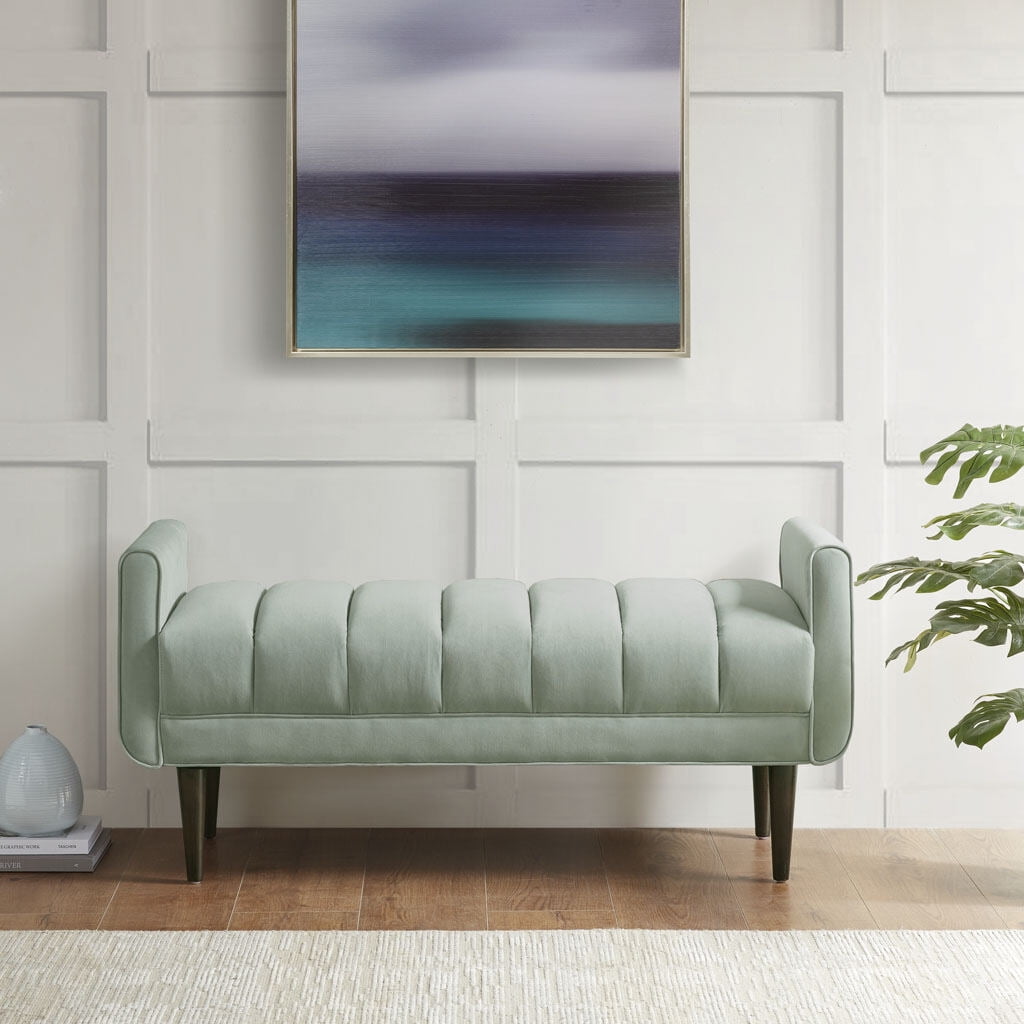 Wooden Storage Benches, Upholstered Modern Accent Bench, Seafoam Indoor ...