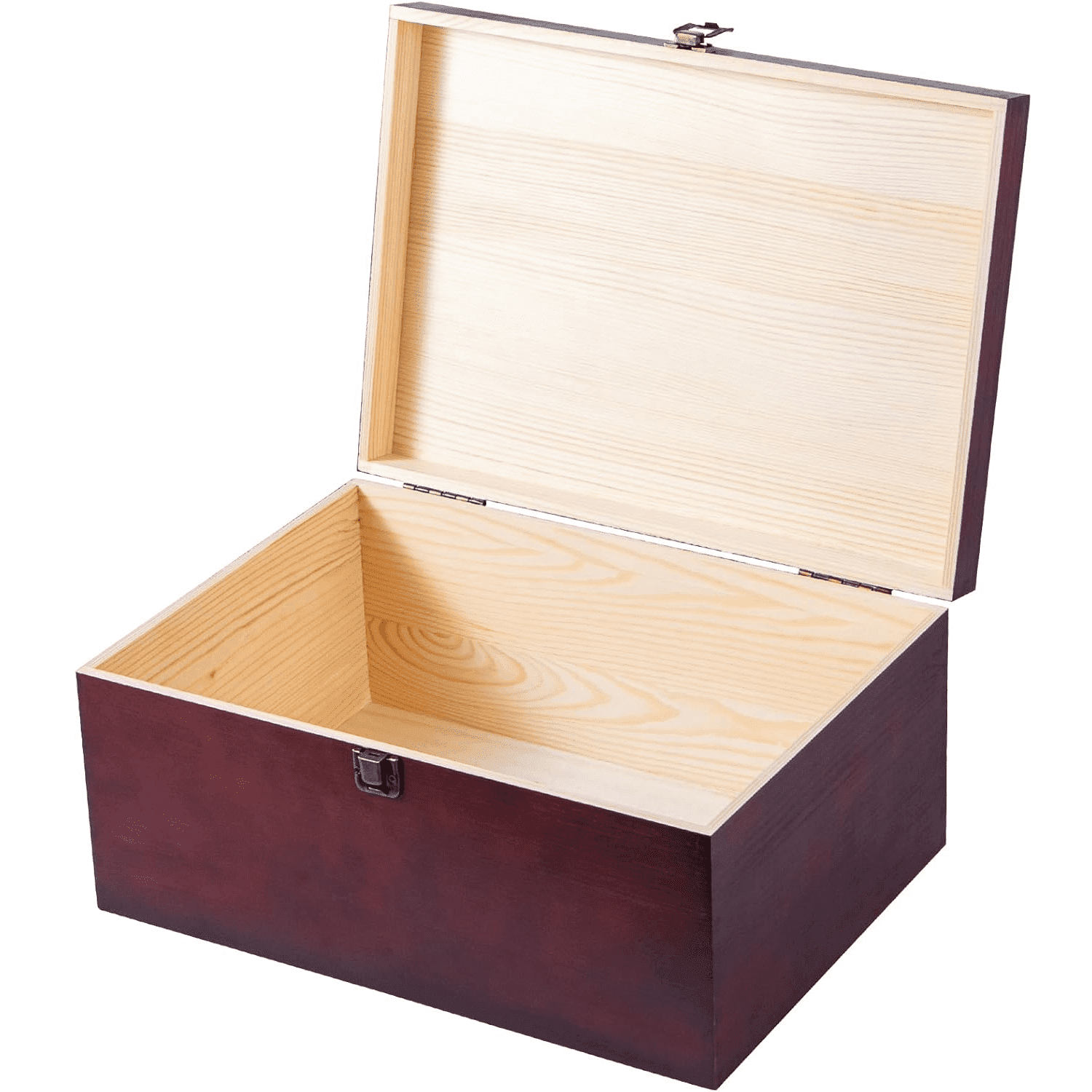 Wooden Storage Box Container with Hinged Lid Front Clasp, 7.2'' x7.2 ...