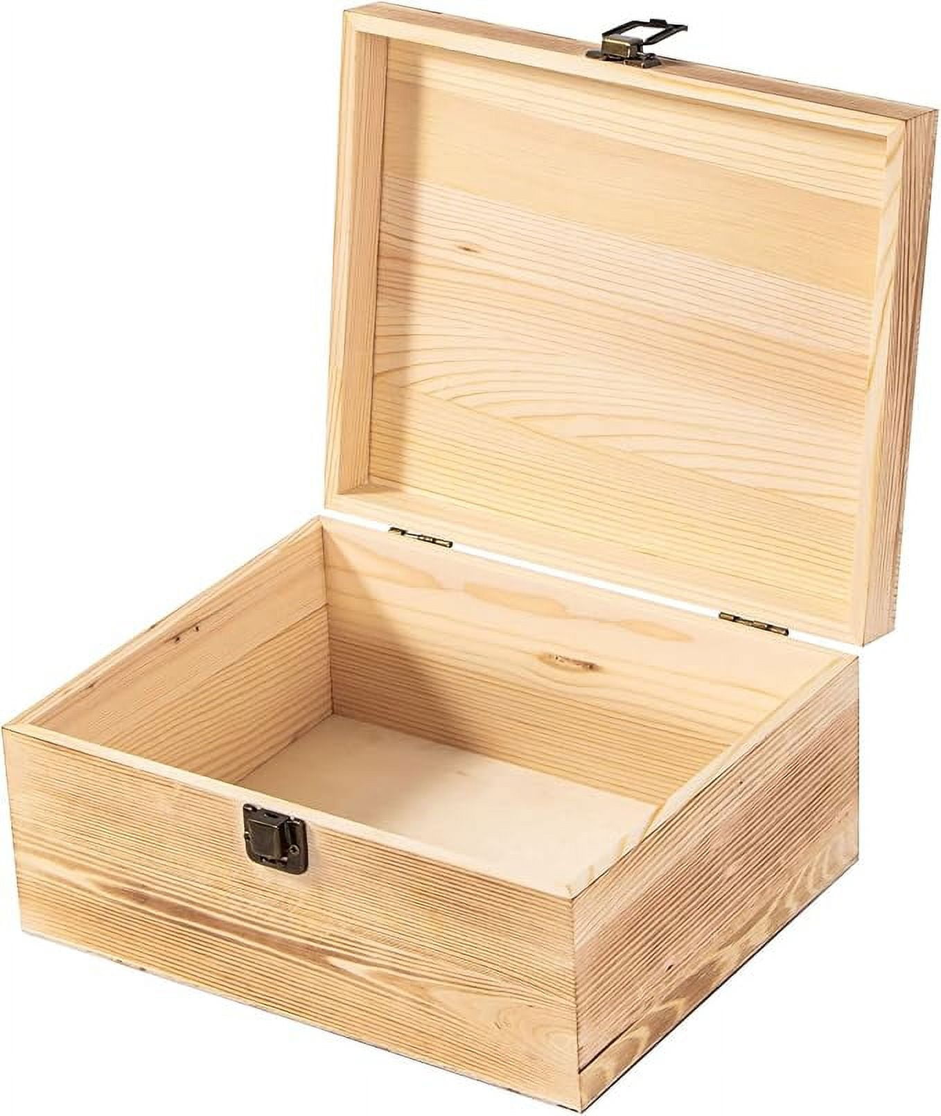 Wooden Storage Box Container with Hinged Lid and Front Clasp, 9.4'' x 7 ...