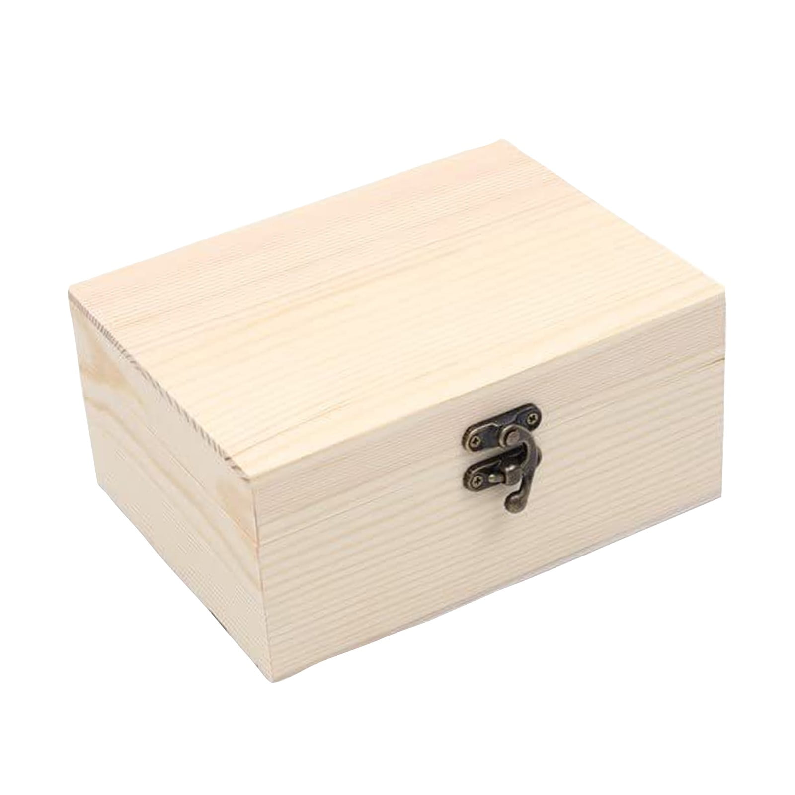 Wooden Storage Box with Hinged Lid and Front Clasp 7.8x5.9x3.5 Inch ...