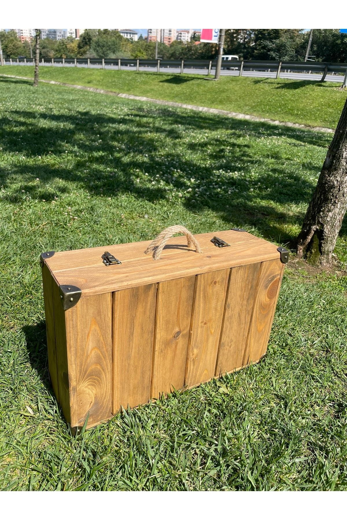 Wooden Storage Box, Hinged Lid, Natural Wood Storage Boxes Basket ...