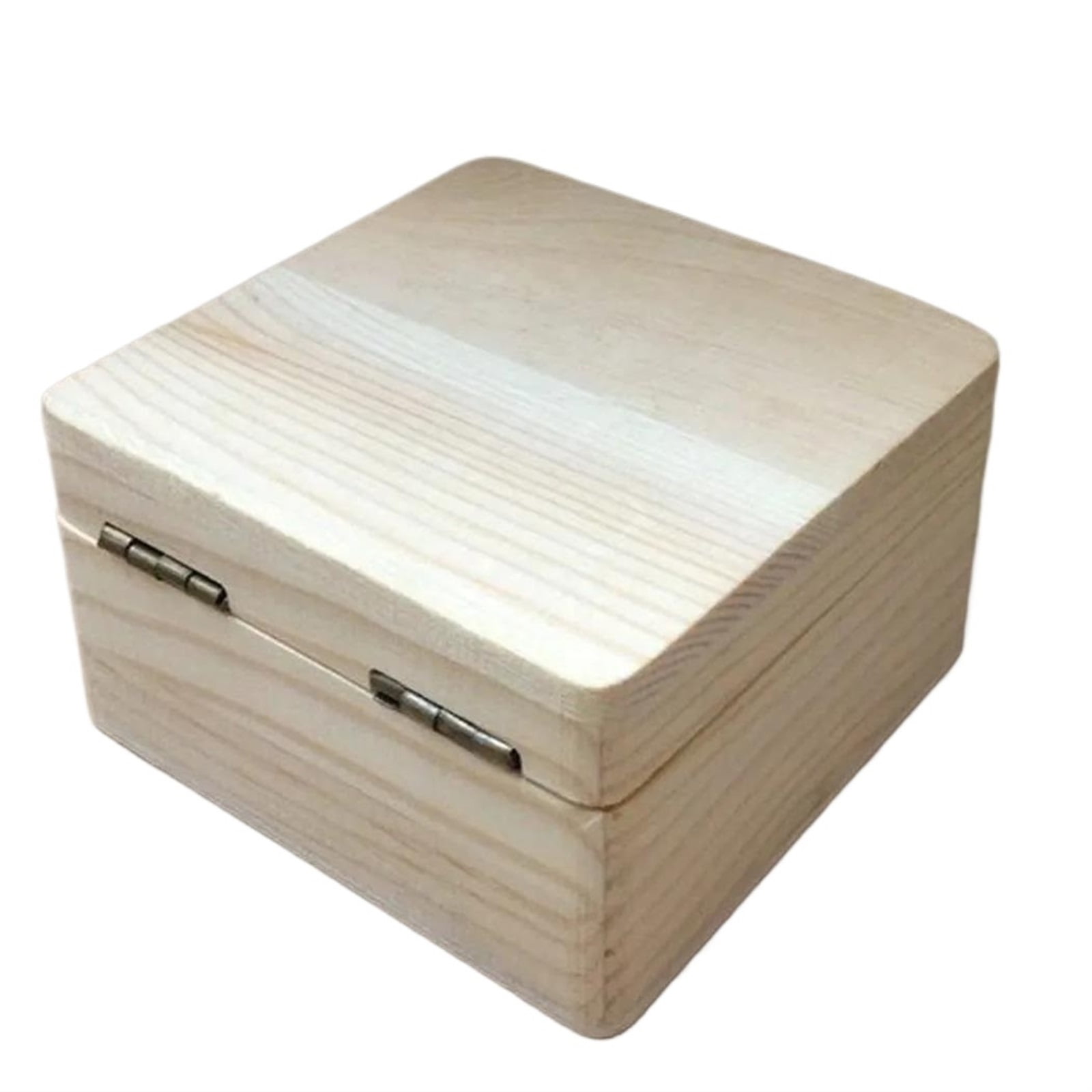Wooden Storage Box Plain Wood With Lid Multifunction Hinged Boxes Gift ...