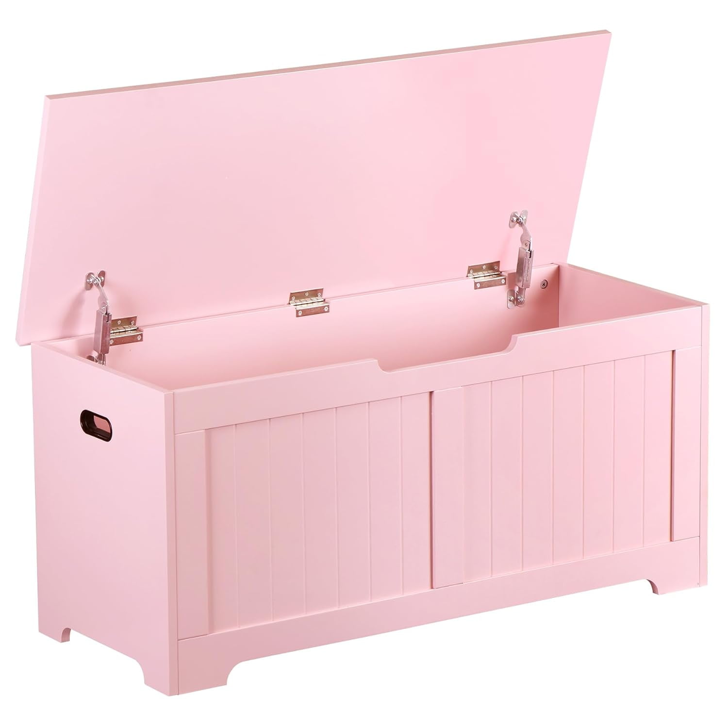 Wooden Storage Chest Box with Flip-top Lid & Safety Hinge, 39.4 Inch ...