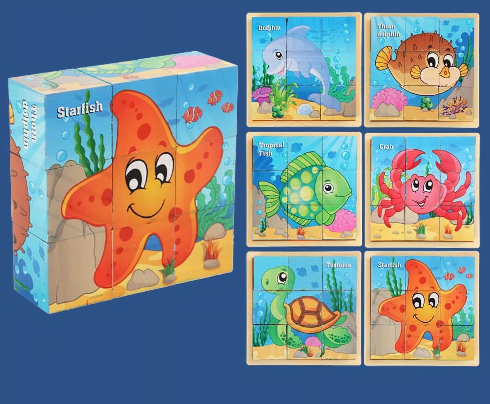 Wooden Submarine Animal Block Puzzles for Kids Ages 2-4 , Jigsaw ...