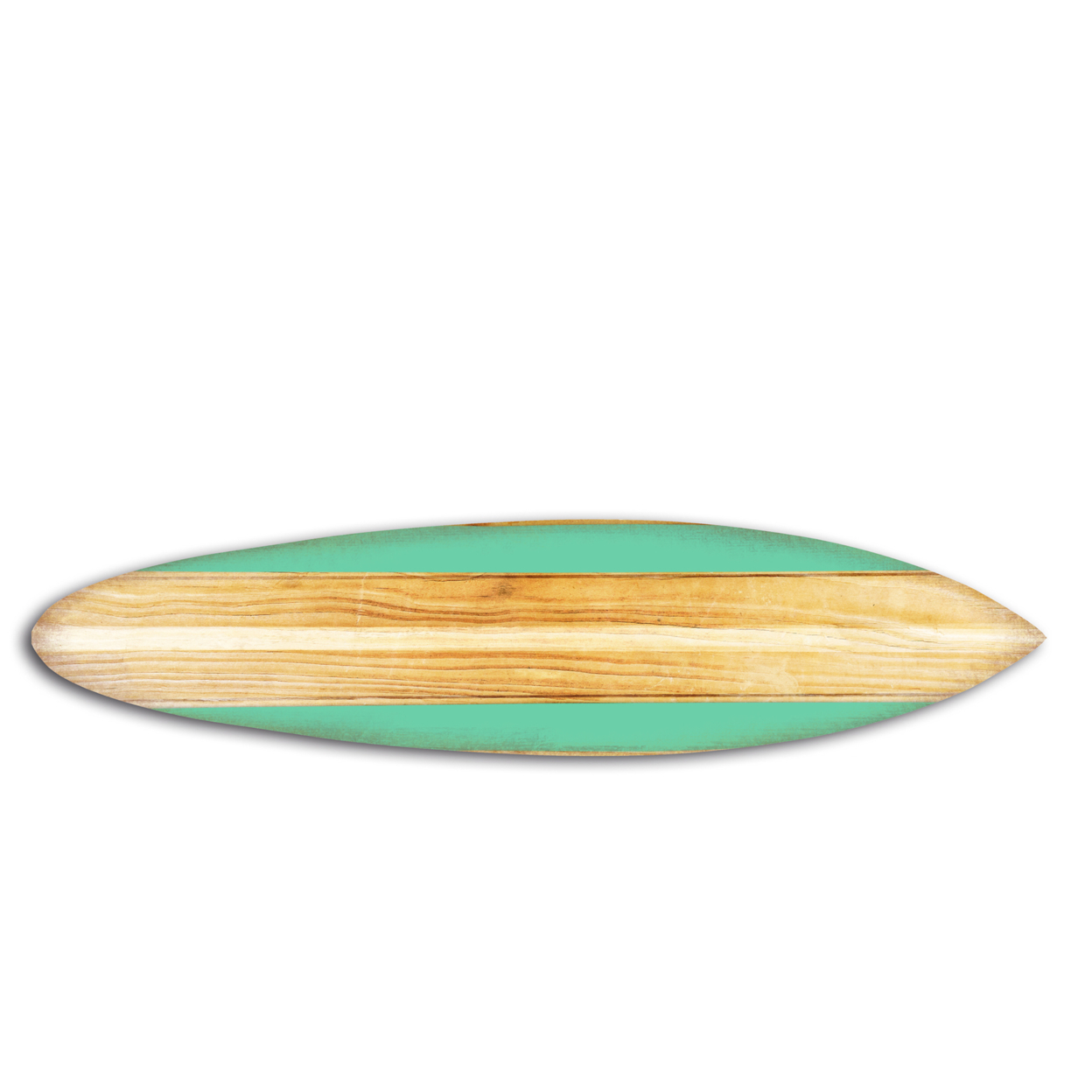 Wooden Surfboard Shape Wall Art with Mounting Hardware, Brown and Aqua ...