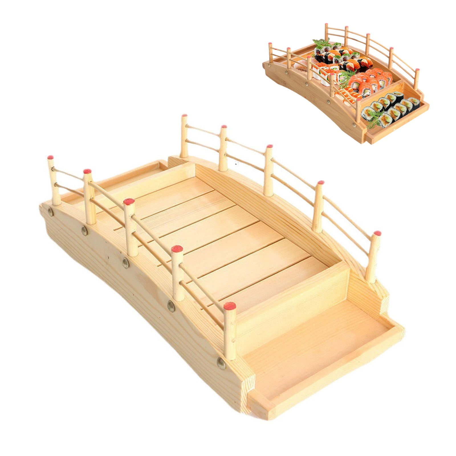 Wooden Sushi Bridge Tray, Arch Bridge Sushi Boat, Japanese Tableware ...