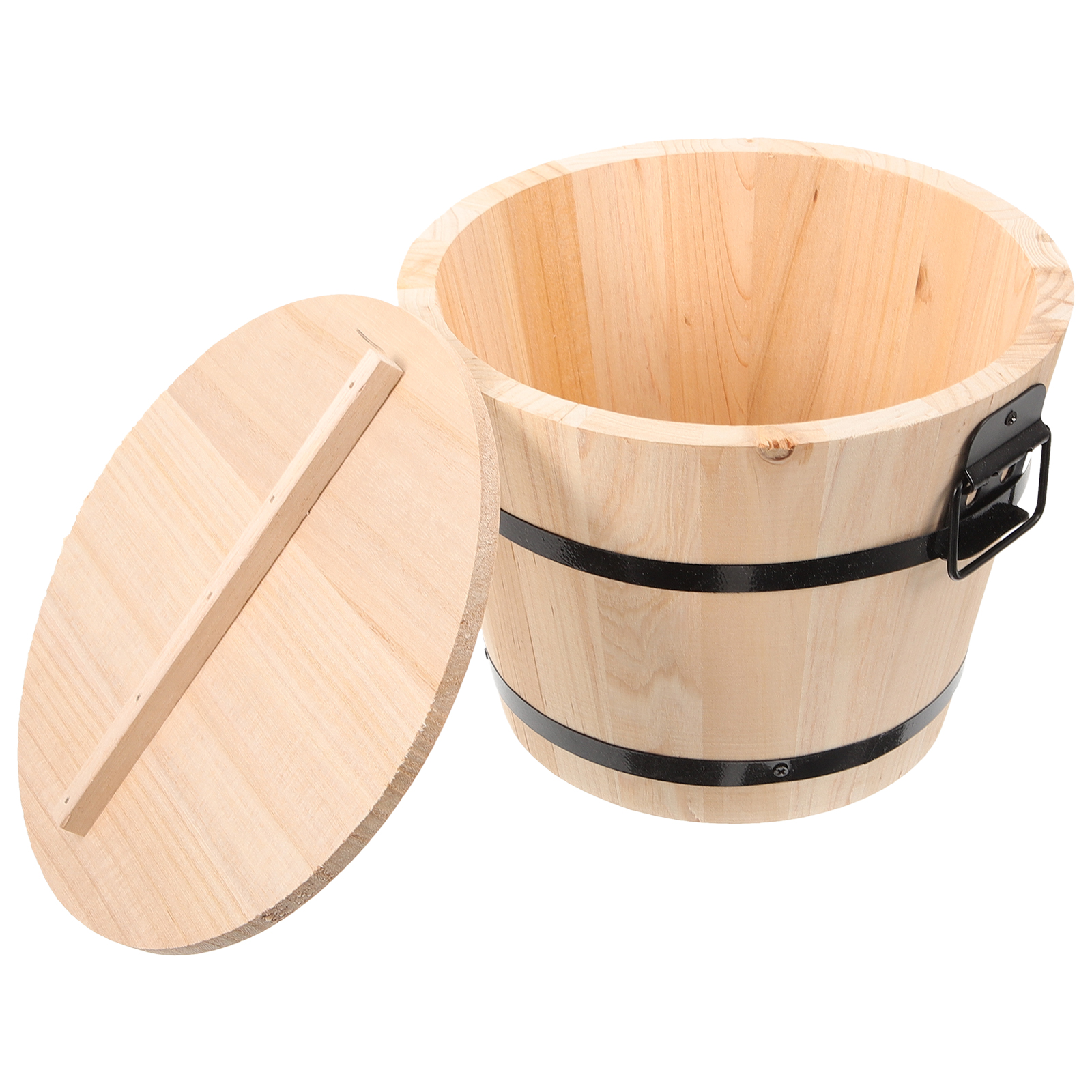 Wooden Rice Bucket with Lid for Kitchen Storage Use Light Yellow Color ...