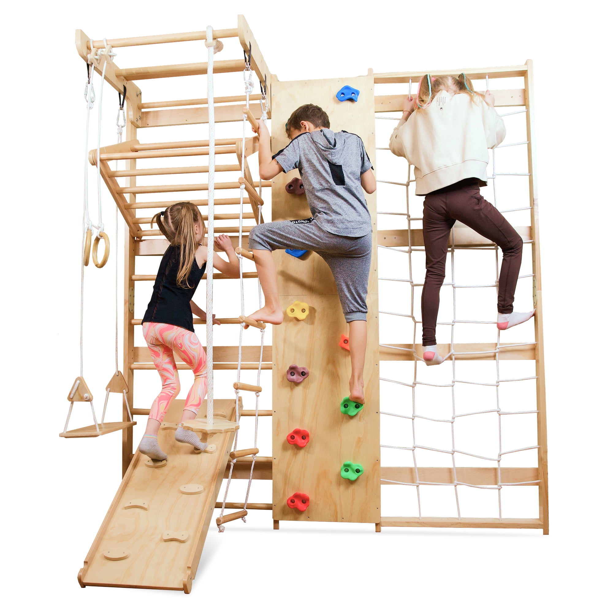 Wooden Swedish Ladder Wall Set – Kids Stall Bars for Exercises ...
