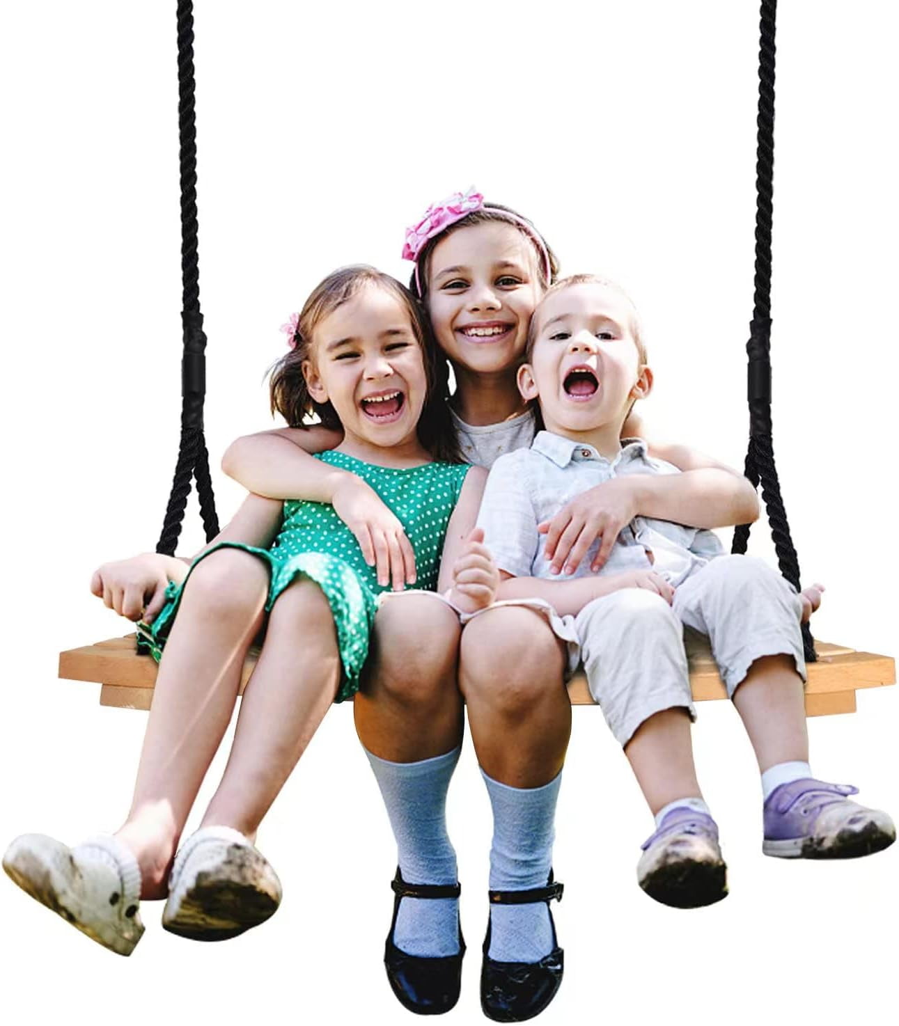 Wooden Swing Adults Kids Hanging Swing Seat Waterproof Wood Tree Swings ...