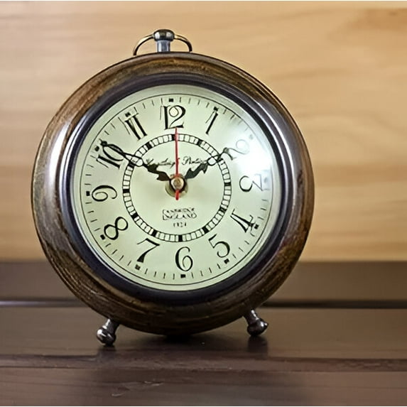 Wooden Table Clock for Study Table, Battery Operated Desk clock ...