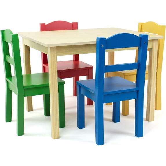 Wooden Table and 4 Chairs Set, /Primary - Table and Chair Set for and ...