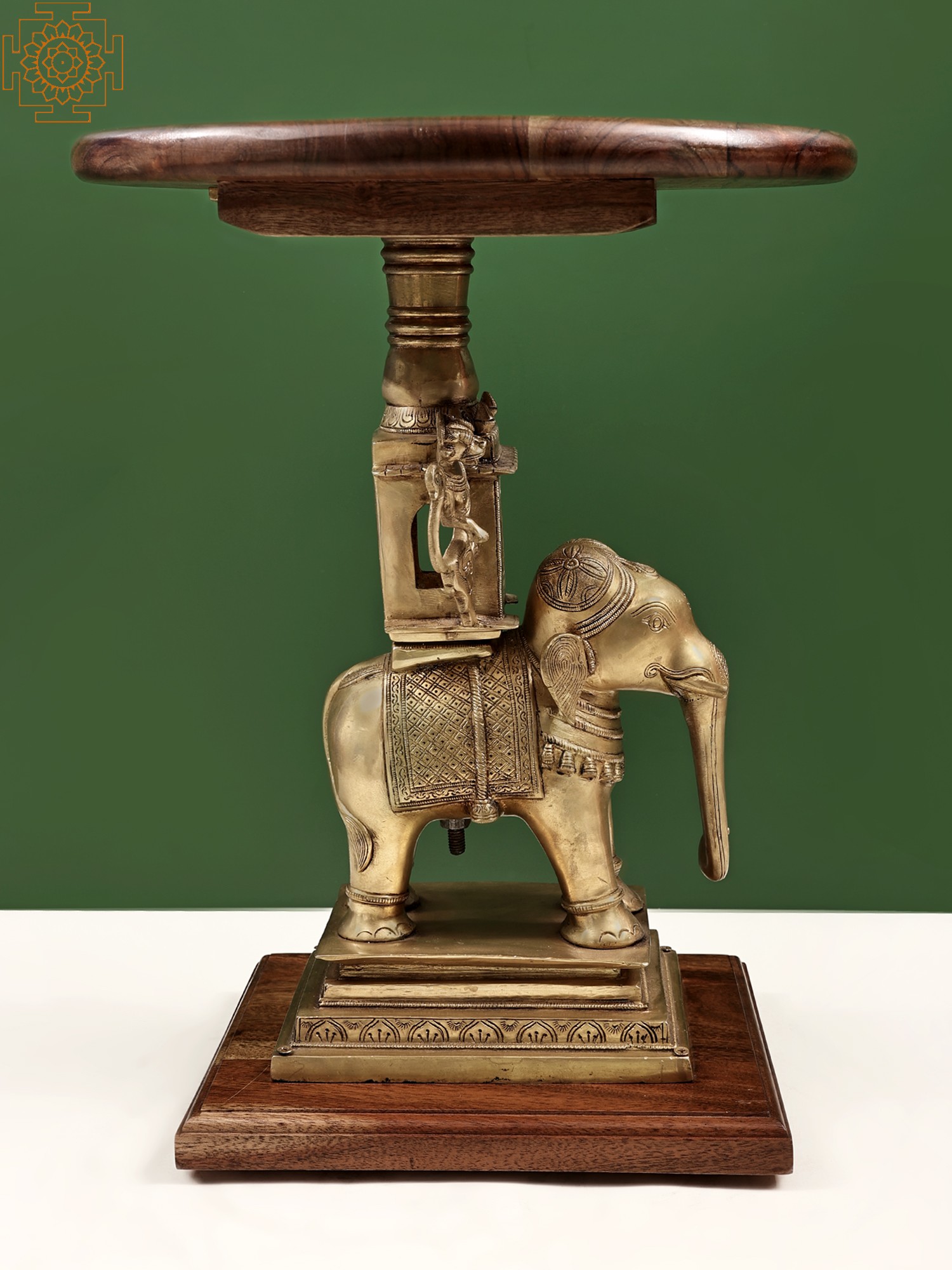 Wooden Table on Elephant and Yali Palki Stand - Brass and Wood Statue ...