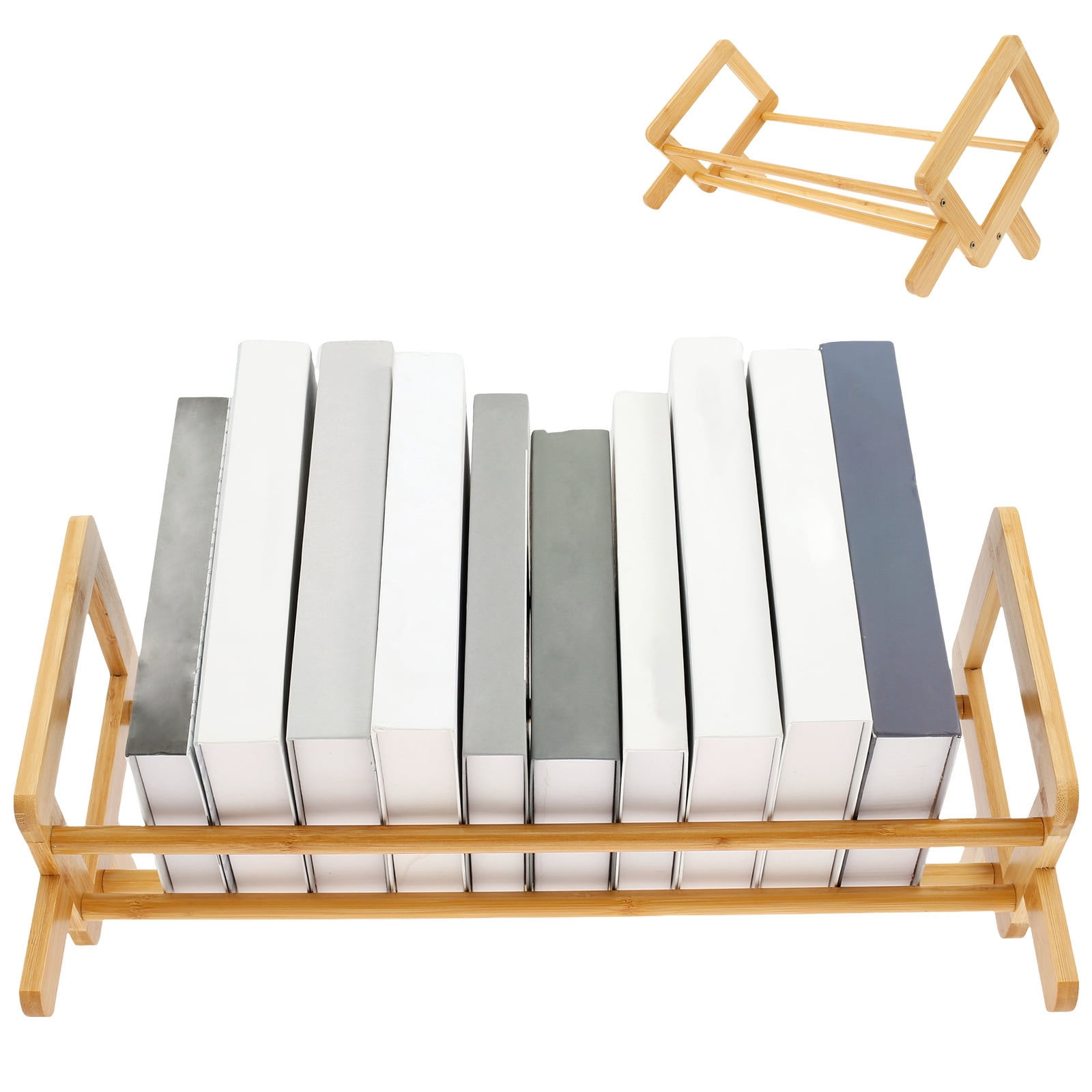 Wooden Tabletop Bookshelf Titled Desktop Bookshelf Space Saving Wood ...