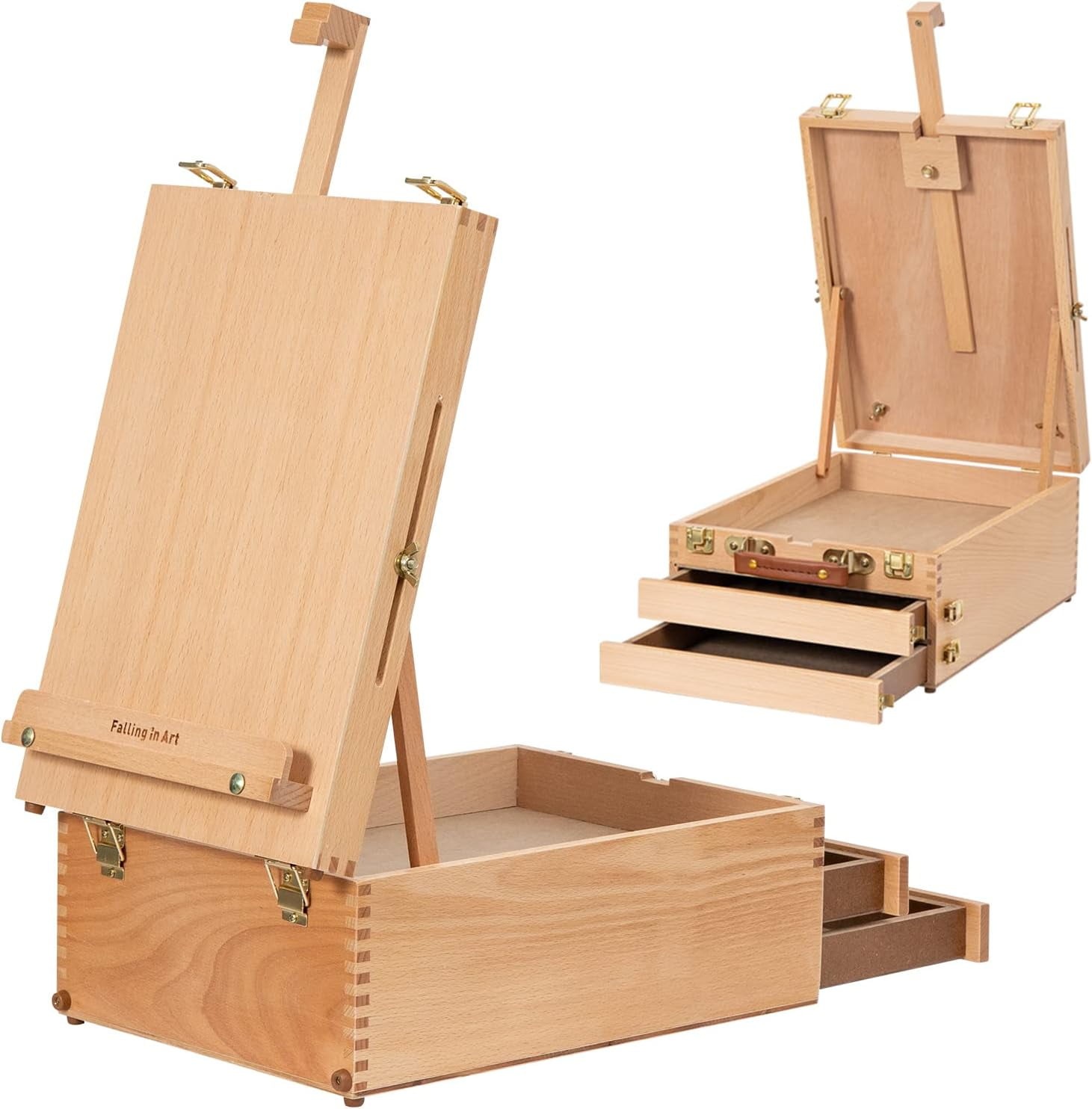 Wooden Tabletop Easel Box, Beechwood Sketchbox Table Easel with Storage ...