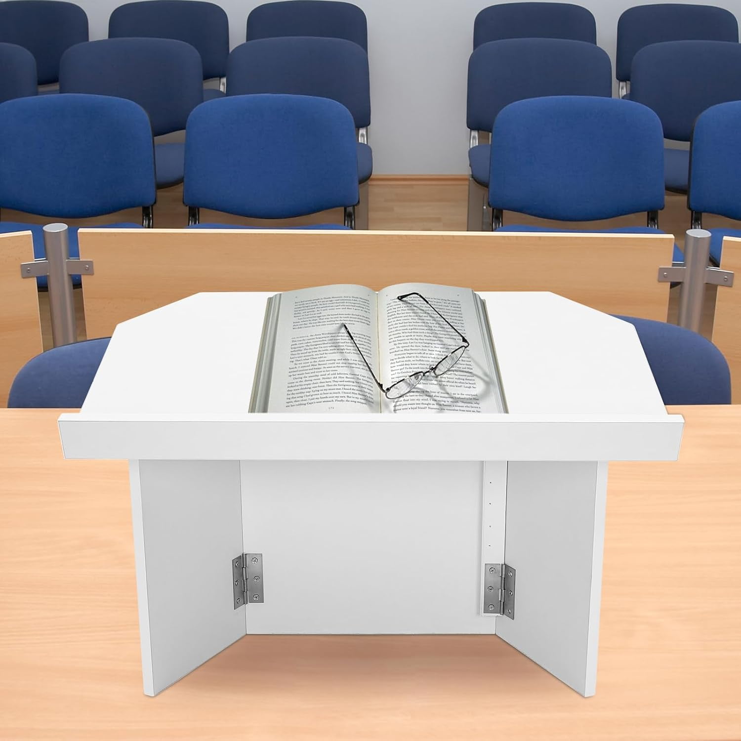 Wooden Tabletop Podium, Foldable Desktop Lectern Teacher Speaker Desk ...