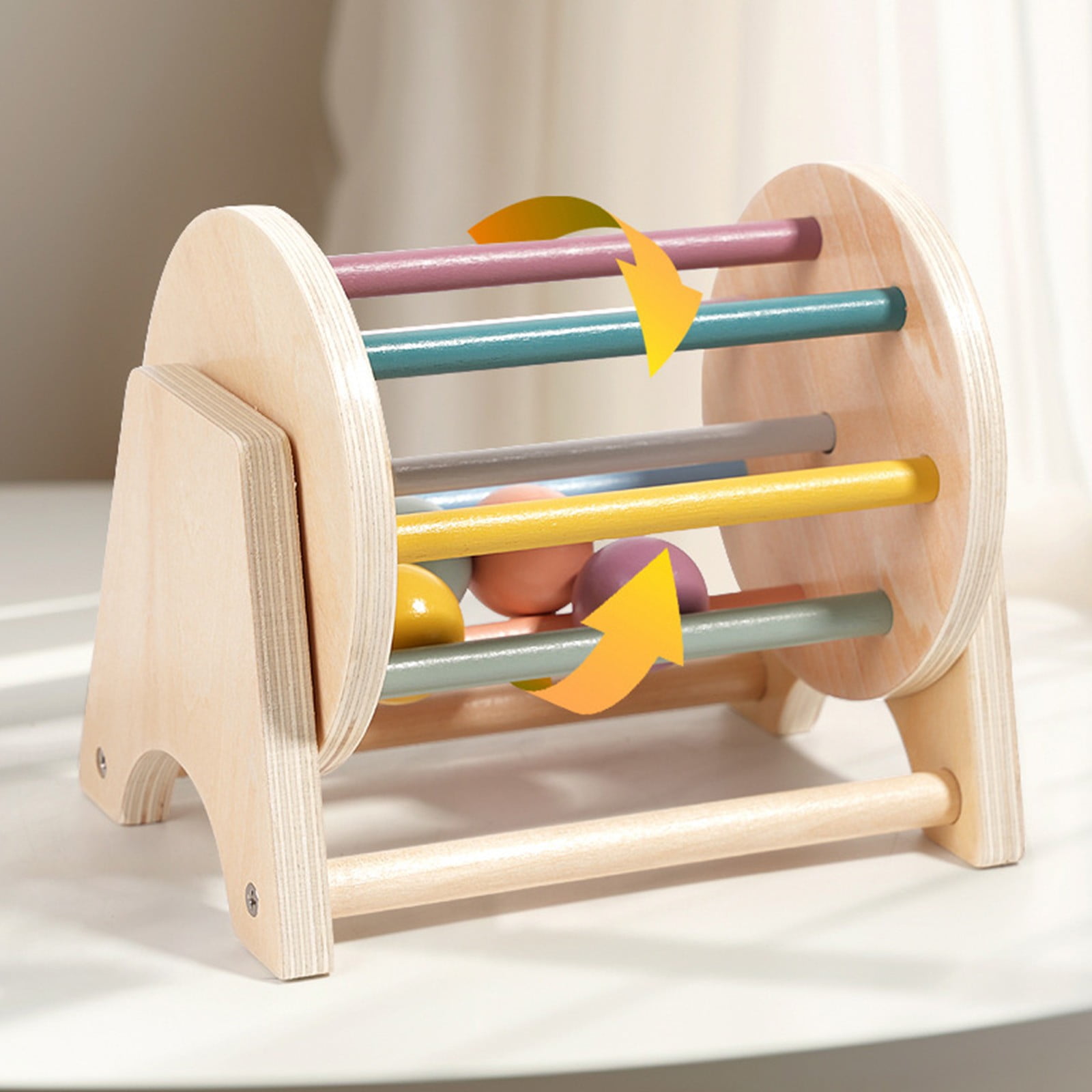 Wooden Tabletop Rolling Drum, Beech Textile Construction, Interactive ...