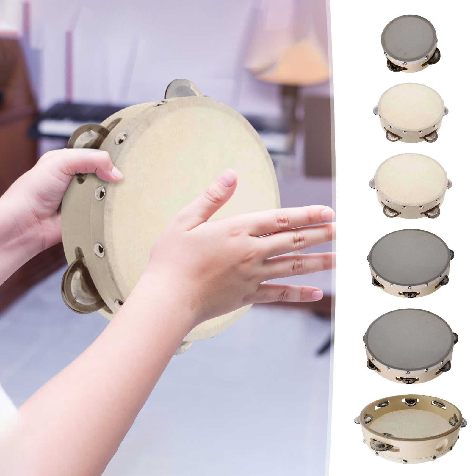 Wooden Tambourine Musical Instrument 4-10 Inch Kids Musical Toy ...