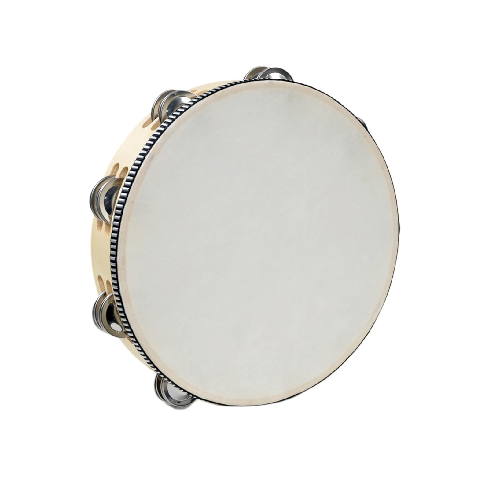 Wooden Tambourines for Adults Drum Bell Double Rows Handheld Drum Metal ...