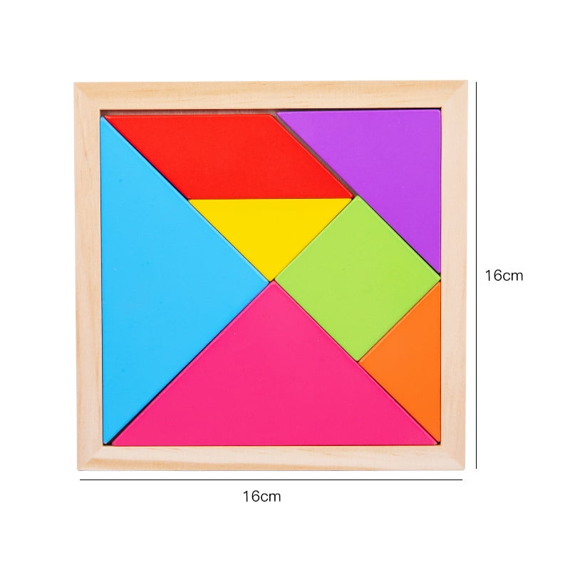 Wooden Tangram Puzzles For Kids With 7 Colored Pieces,Educational Brain ...