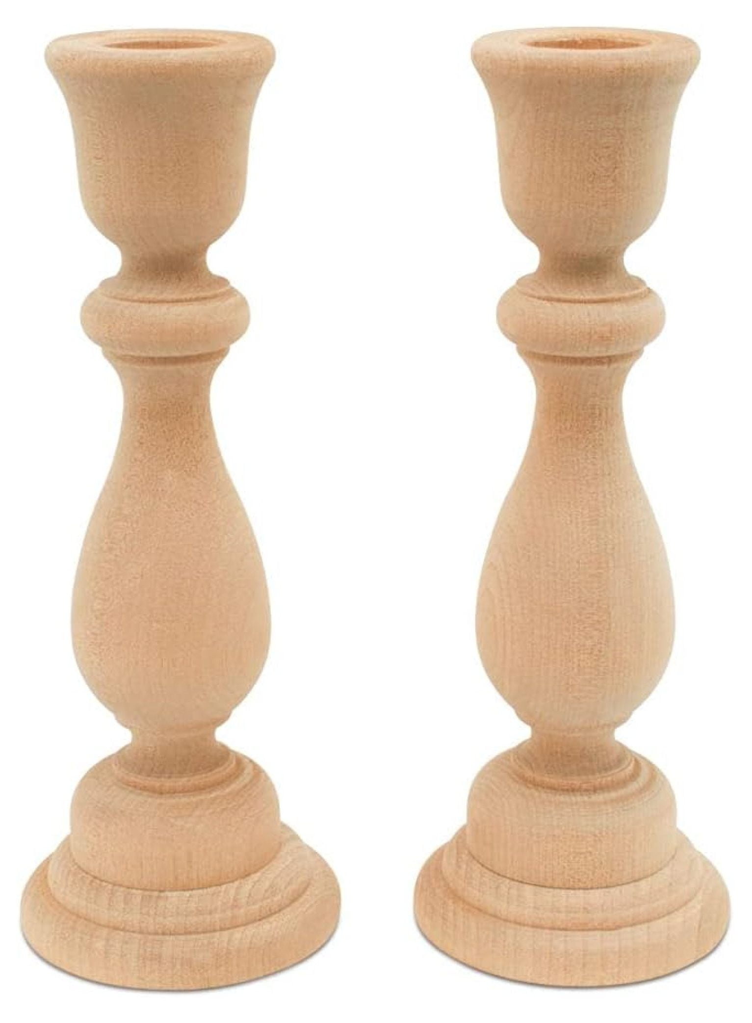 Wooden Taper Candlesticks 6-3/4 inches, Set of 25 Classic Unfinished ...
