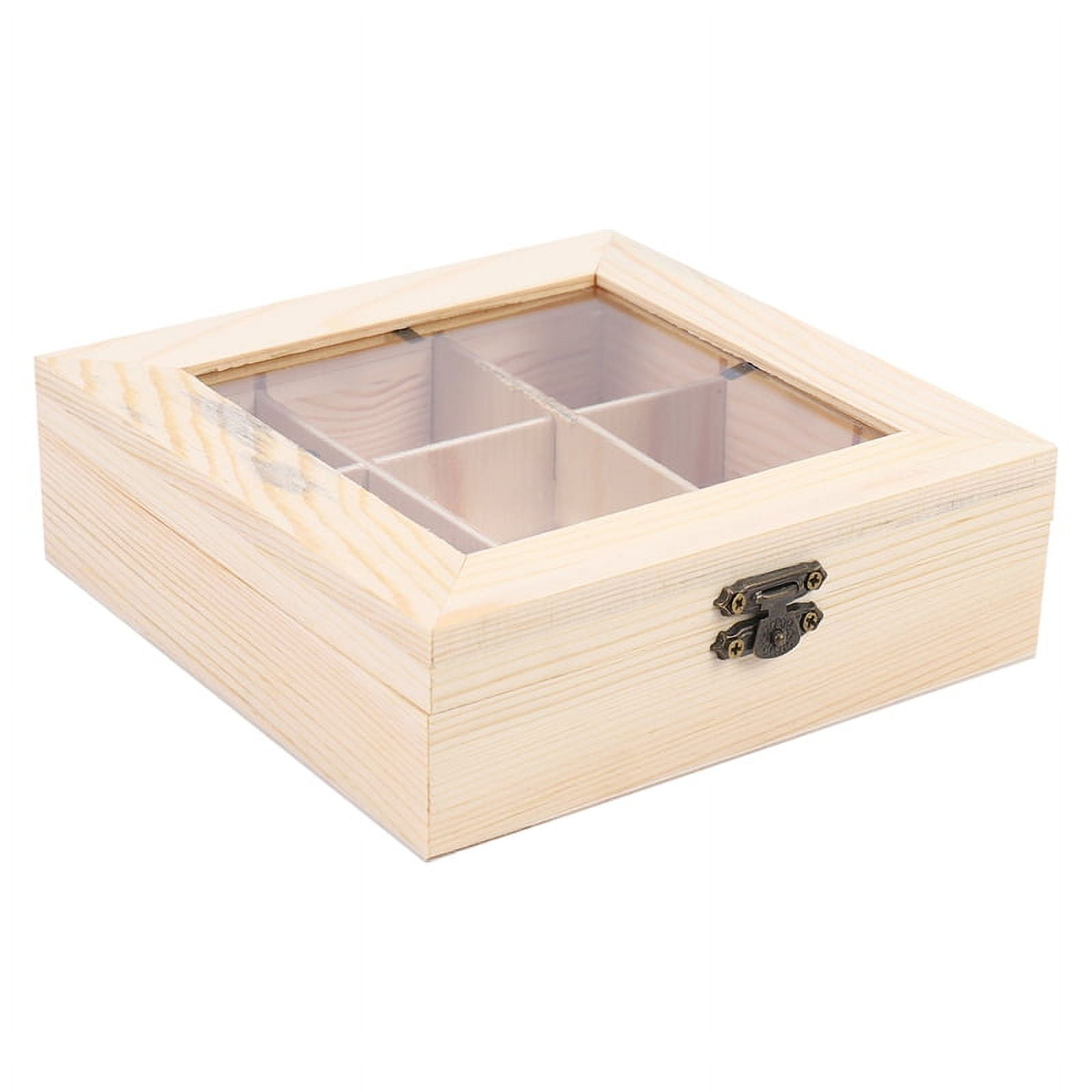 Wooden Tea Bag Jewelry Organizer Chest Storage Box 9 Compartments Tea ...