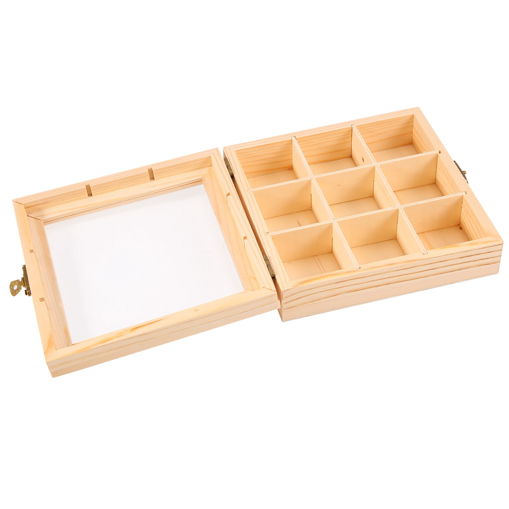 Wooden Tea Bag Jewelry Organizer Chest Storage Box 9 Compartments Wood ...