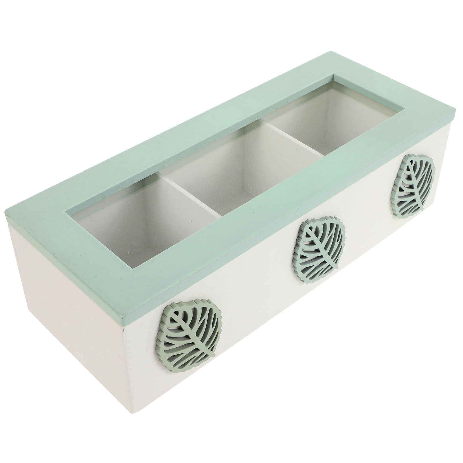 Wooden Tea Bag Organizer Box With Clear Lid 3 Compartments Tea Holder ...
