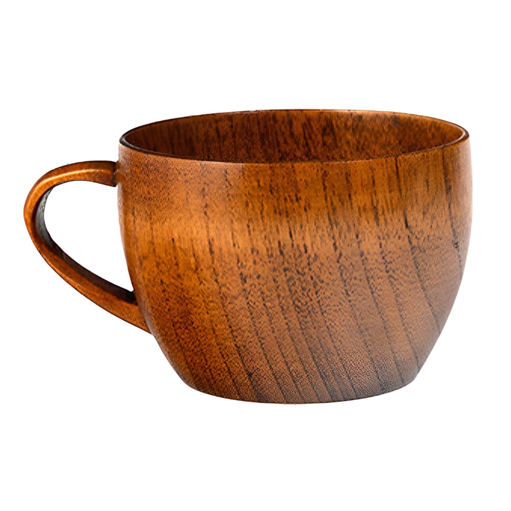 Wooden Tea Cups Natural Solid Wood Water Cup with Handle for Drinking ...