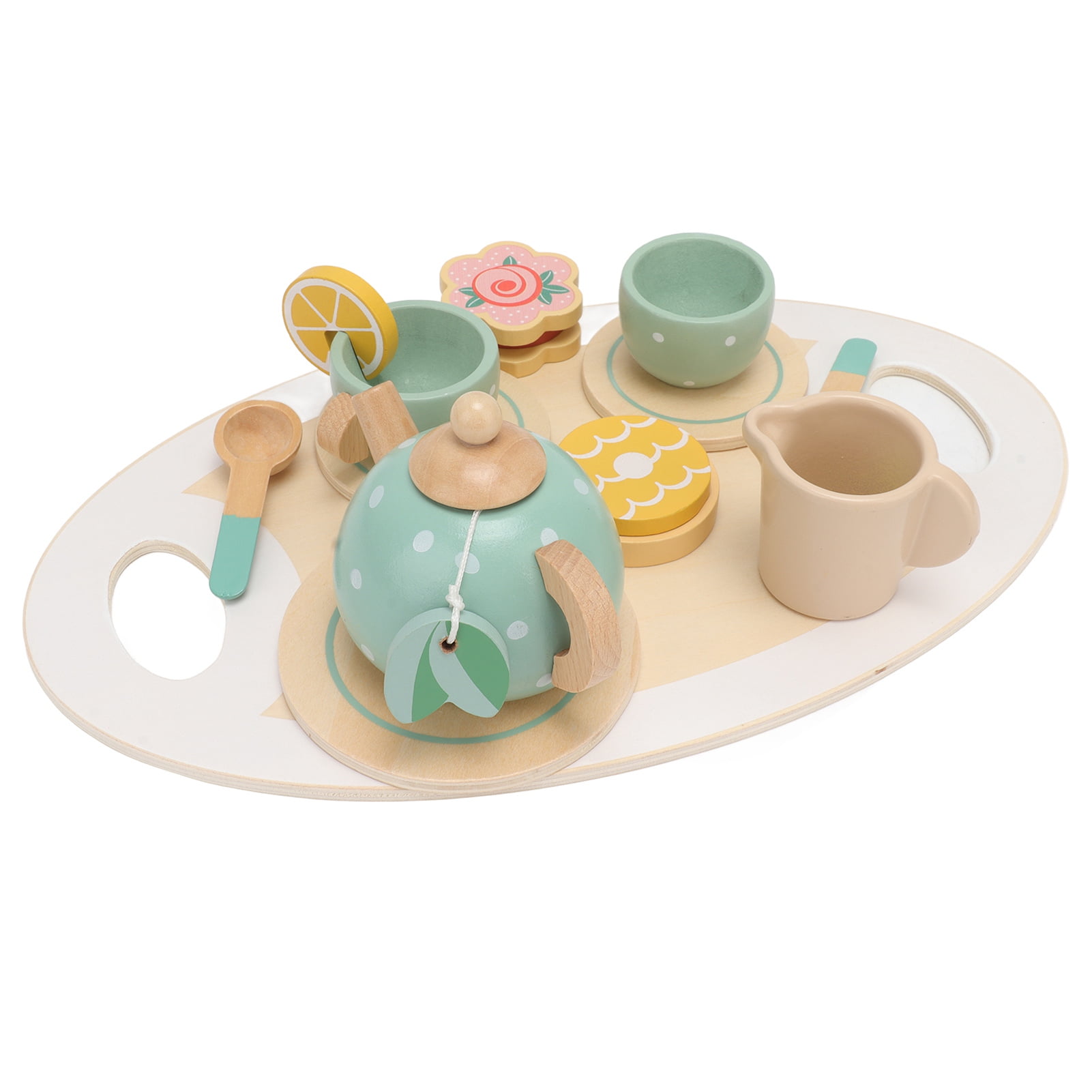 Wooden Tea Set for Little Girls, Pine Toys Toddler Tea Set Pretend Play ...