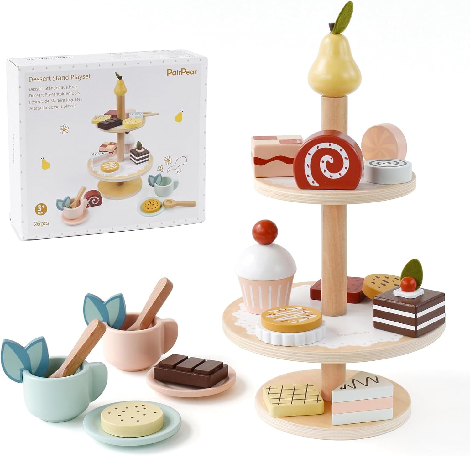 Wooden Tea Set for Little Girls, Wooden Toys Toddler Tea Set Play ...