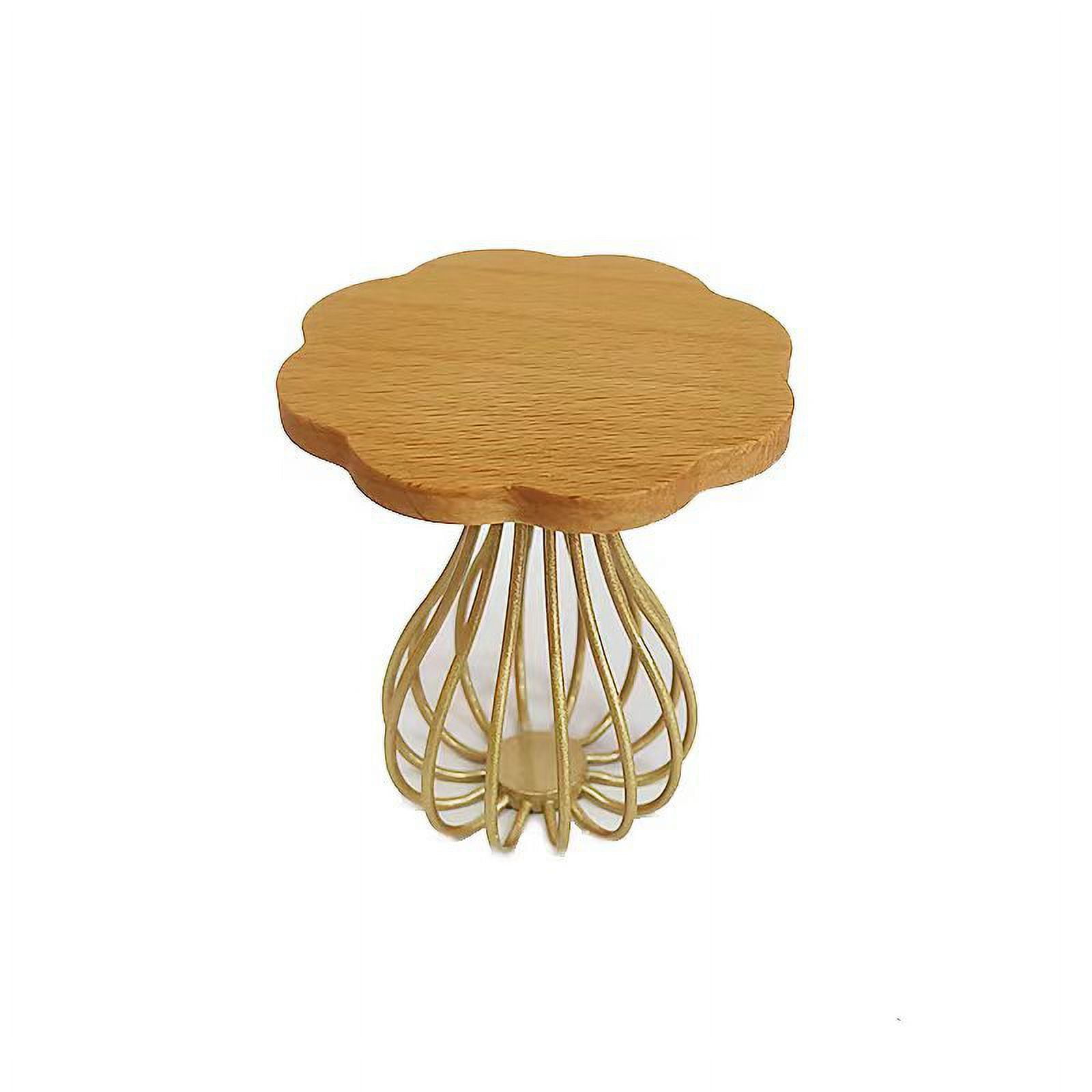 Wooden Tea Table Model Miniature Wood Metal Coffee Table Decor Photo ...