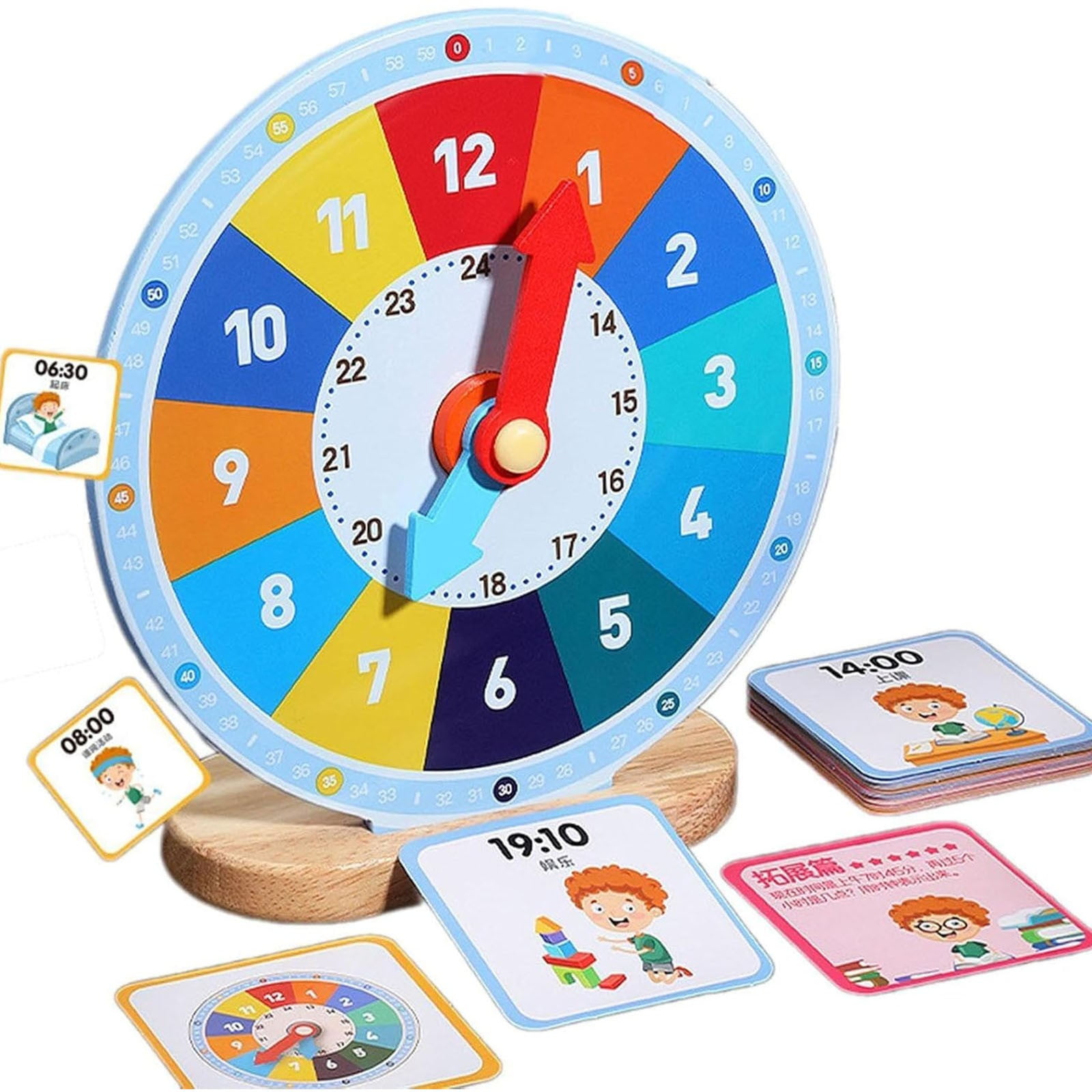 Wooden Teaching Clock for Kids, Educational Time Learning Toy ...