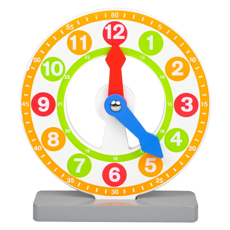Wooden Teaching Clock Math Learning Teaching Clock Learning Time Clock ...
